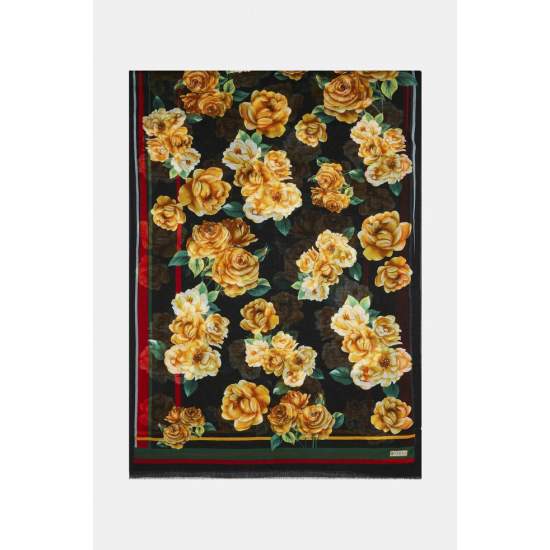 Vakko FLORAL PATTERNED MODAL SILK shawl