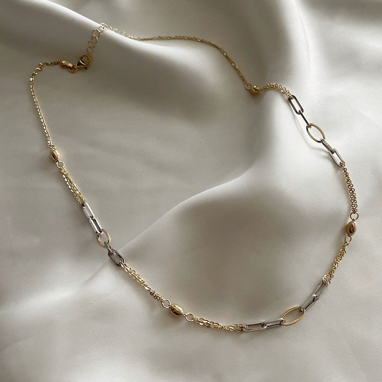 Moderna ogrlica od belog i žutog zlata