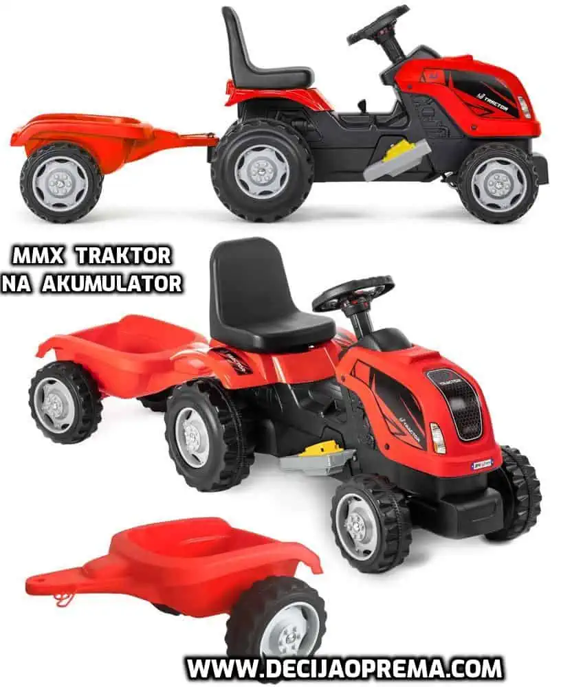 Traktor MMX na akumulator sa prikolicom Crveni