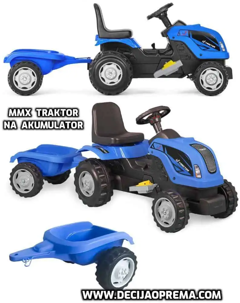 Traktor MMX na akumulator sa prikolicom Plavi