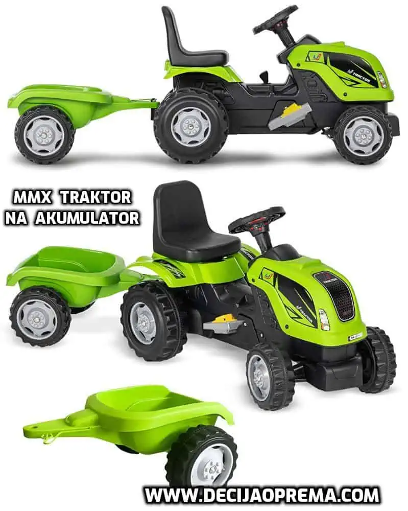 Traktor MMX na akumulator sa prikolicom Zeleni