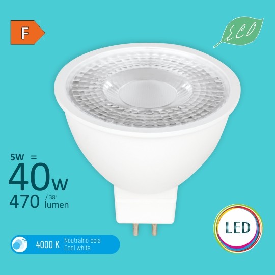 GU5.3 M2 5W 4000K MR16 ECO LED sijalica 240V 470lm 38° Mitea Lighting