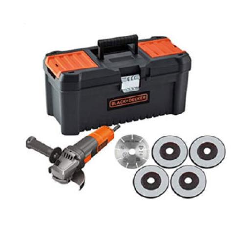 Black+Decker ugaona brusilica 900W, ploča 125 mm + 5 ploča BEG220KA5