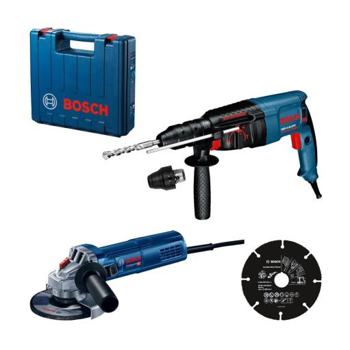 Bosch Elektro-pneumatski čekić GBH 2-26 DFR,SDS-plus + GWS 9-125 + Multi Wheel rezna ploča, 0615990M3W