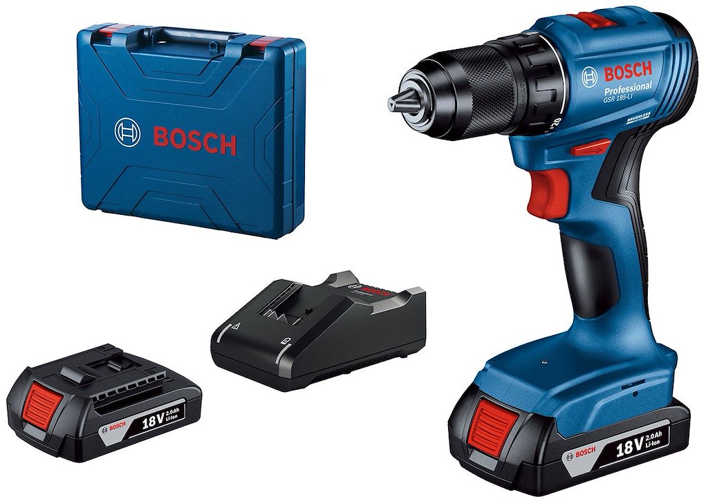 Bosch GSR 185-Li Akumulatorska bušilica - odvrtač 18V, 1x2,0 Ah + kofer 06019K3001