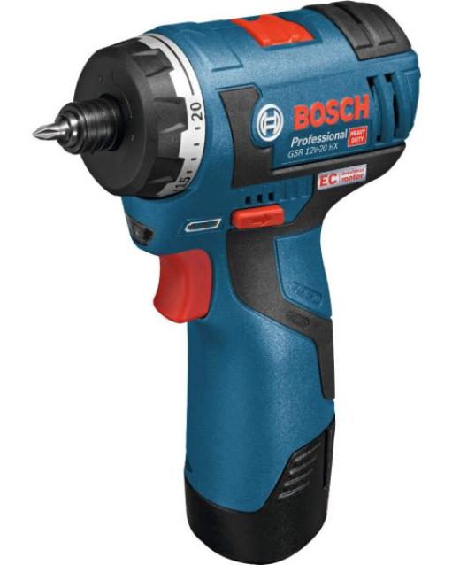 Bosch Akumulatorska bušilica - odvrtač GSR 12V-20 HX, 2x2,0Ah, L-Boxx, EC motor bez četkica, 06019D4100