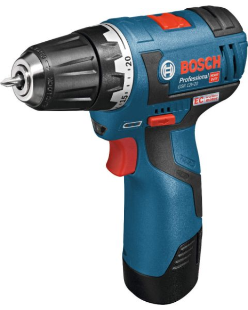 Bosch Akumulatorska bušilica - odvrtač GSR 12V-20, 2x2,0Ah, EC motor bez četkica, 06019D4001