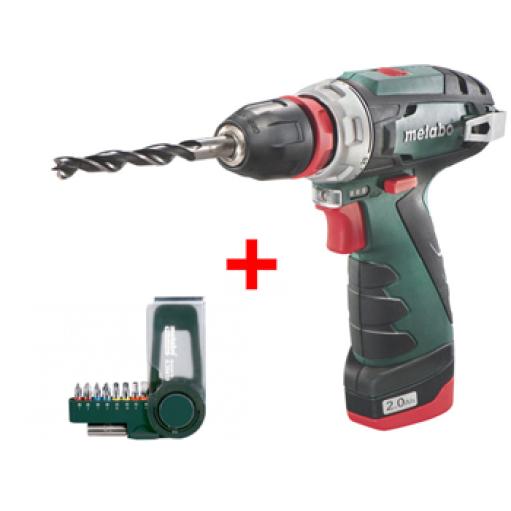 Metabo akumulatorska bušilica/odvrtač PowerMaxx BS Quick Basic + Set 9 bitova 600156501