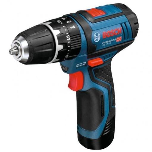 Bosch GSB 12V-15 aku vibraciona bušilica-odvrtač, 2x2.0Ah