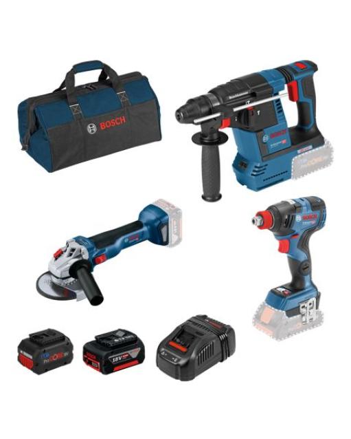 Bosch Set akumulatorskog alata GBH 18V-26 + GDX 18V-200 C + GWS 18V-10 18V, 1 x 5,0 Ah, 1 x ProCORE 8,0 Ah, 0615990M9F