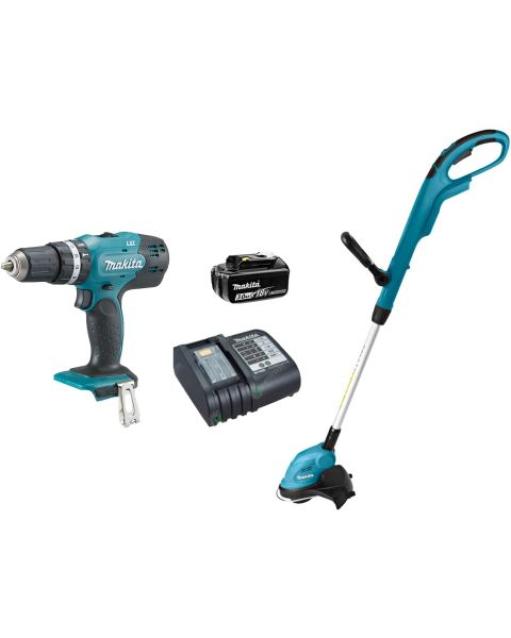 Makita Akumulatorska udarna bušilica - odvijač DHP453 + akumulatorski trimer DUR181Z, 18V, 1x3,0 Ah DLX2114S