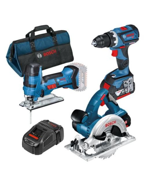 Bosch Akumulatorski set alata GSR 18V-60 C + GKS 18 V-LI + GST 18V-LI S, 18V, 2x5,0 Ah, 0615990K1E