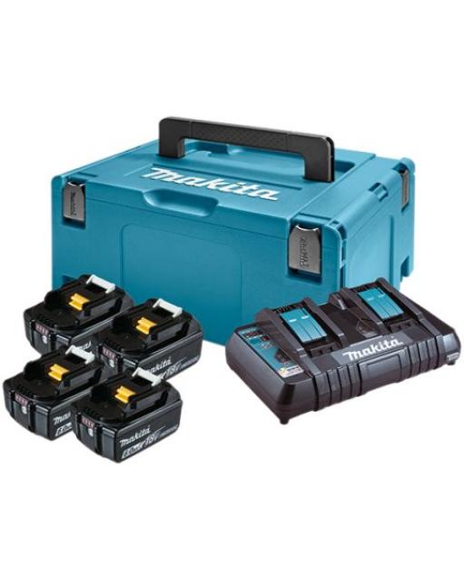 Makita Set baterija i punjač Power source kit Makpac Type3, BL1860Bx4, DC18RD 198091-4