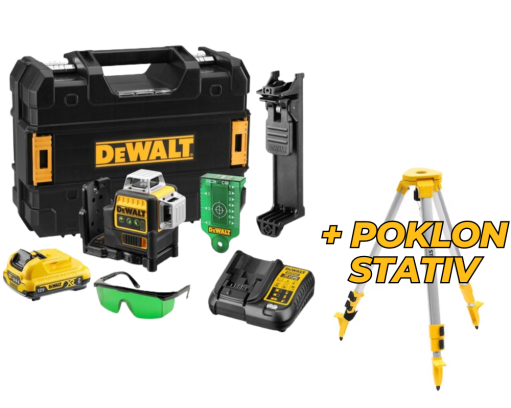 DeWalt DCE089D1G laser linijski, zeleni zrak, 3x360°, 12V