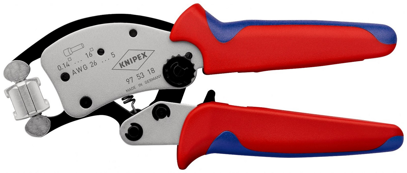 Knipex 97 53 18 SB Twistor® 16 samopodešavajuća klešta završne čaure sa rotirajućom glavom za krimpovanje hromirana 200 mm