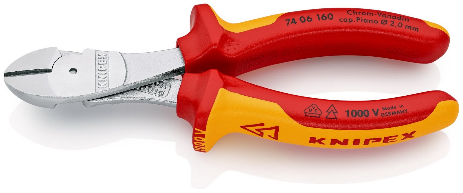 Knipex 74 06 160 SB Bočne sečice ojačane izolovane, VDE, hromirane 160 mm