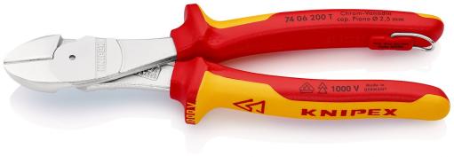 Knipex 74 06 200 T BK Bočne sečice ojačane izolovane, VDE, hromirana 200 mm