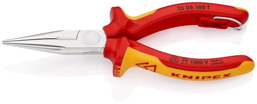 Knipex klešta špic prava sa bočnim sečenjem 1000V VDE 160mm sa mogućnošću kačenja 25 06 160 T