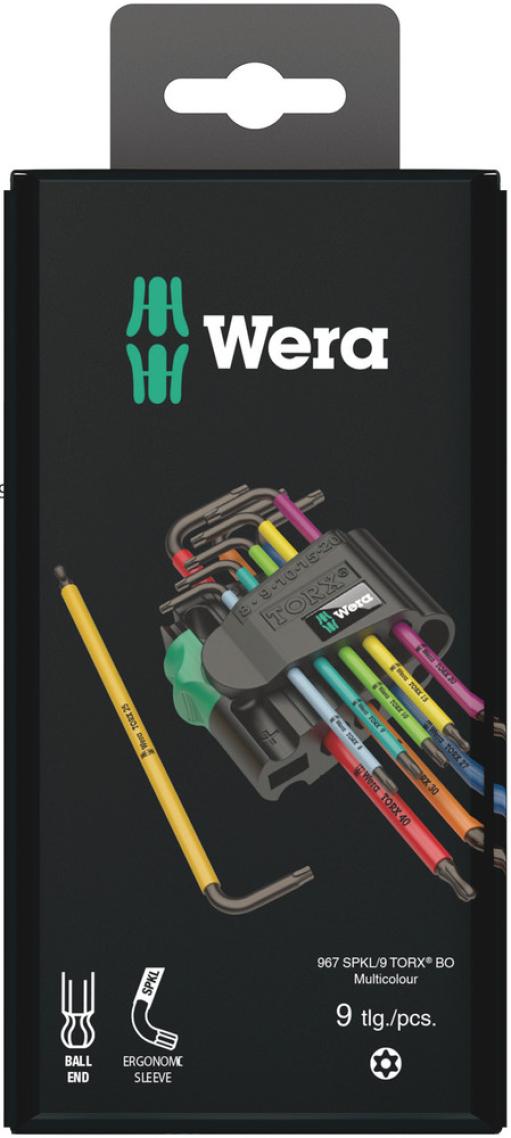 Wera 1x 967/9 TX BO Multicolour set imbus ključeva za zaštićene TORX® vijke, BlackLaser, 9 komada, 05073599001