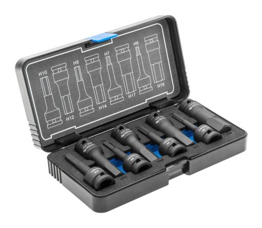 Hogert HT6R004 set udarnih nasadnih ključeva hex 1/2"