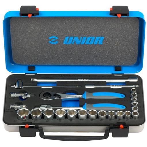 Unior 239A Ključevi nasadni, prihvat 3/8", u metalnoj kutiji, 6 - 22/24, 612509