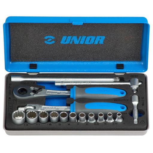 Unior 188BI12P16 Ključevi nasadni, prihvat 1/4", u metalnoj kutiji, 4 - 13/16, 617118