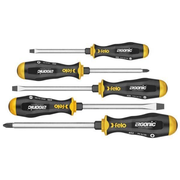 Felo Odvijač SD ERGONIC Hammer cap Set 5 kom. SL/PH 1 + 2