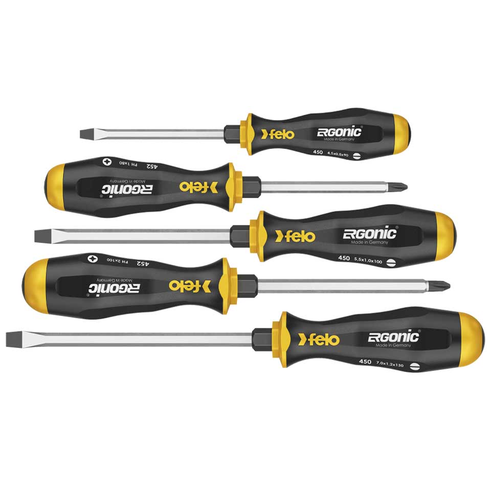 Felo Odvijač SD ERGONIC Hammer cap Set 5 kom. SL/PH 2 + 3