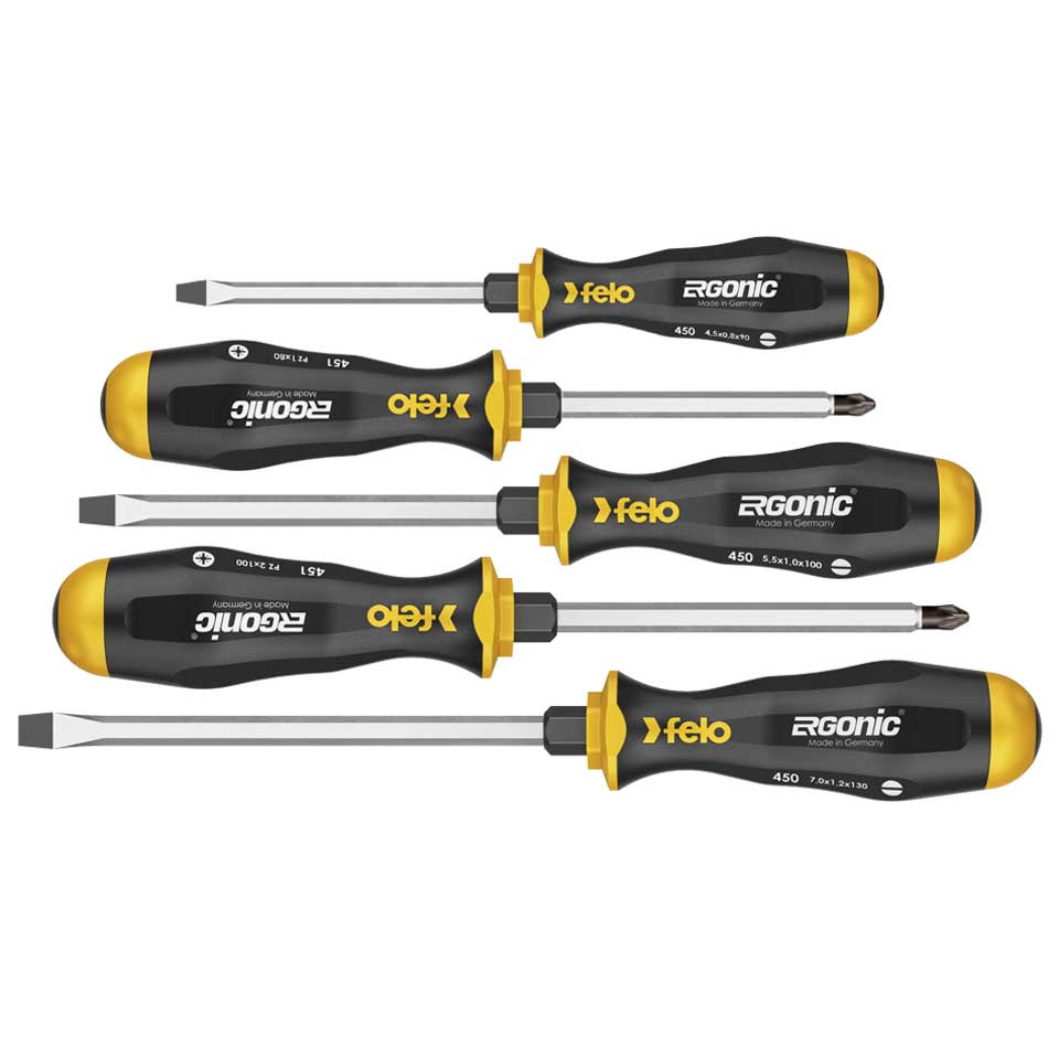 Felo Odvijač SD ERGONIC Hammer cap Set 5 kom. SL/PZ 1 + 2