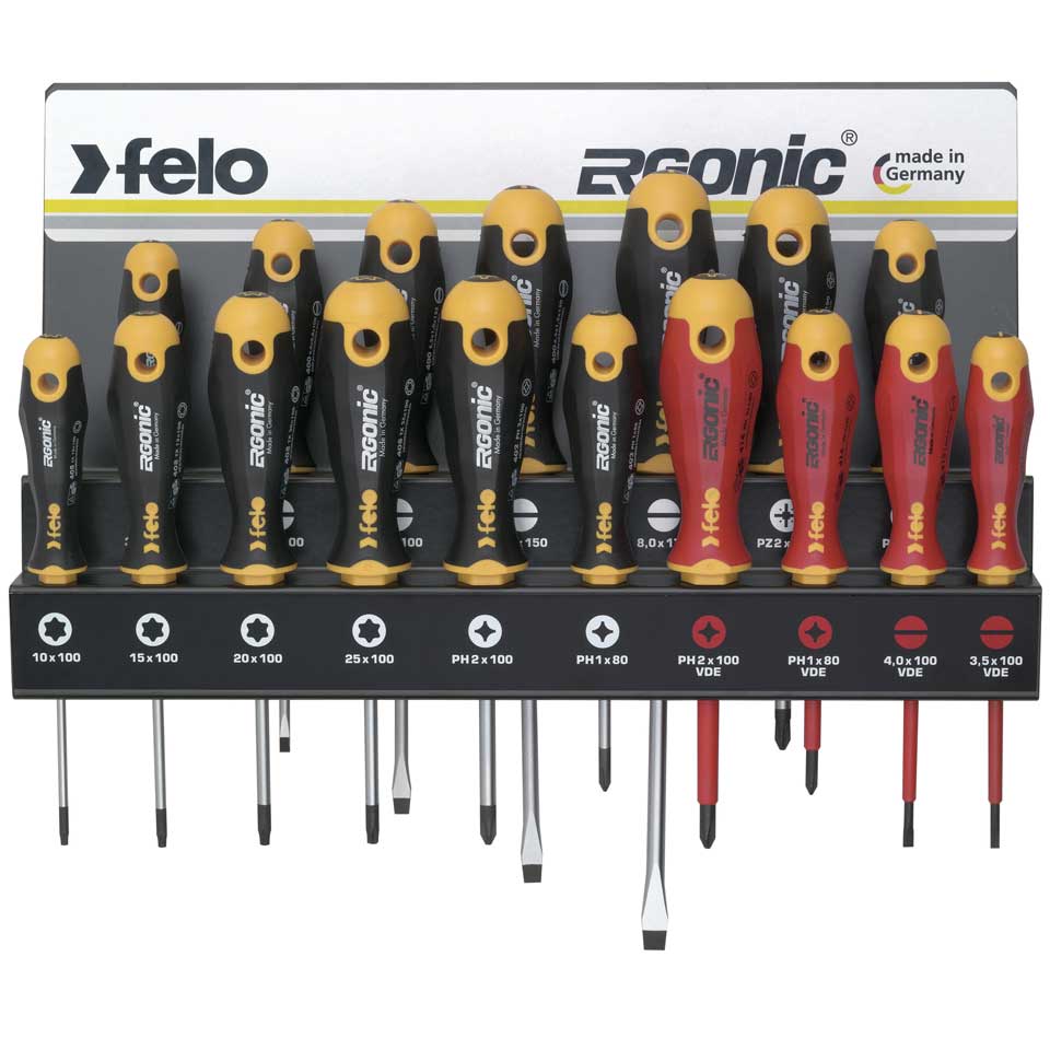 Felo Odvijač SD ERGONIC XXL Rack 17 kom.. SL/PZ/PH/TORX®