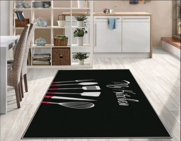 Tepih za kuhinju sa gumenom podlogom 120x180cm – My kitchen crni KG-015/a