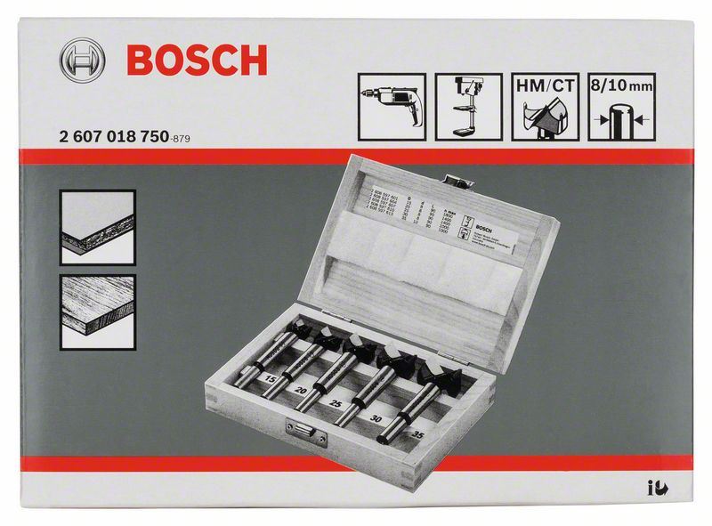 5-delni set burgija za majstore, tvrdi metal Bosch 2607018750, 15; 20; 25; 30; 35 mm