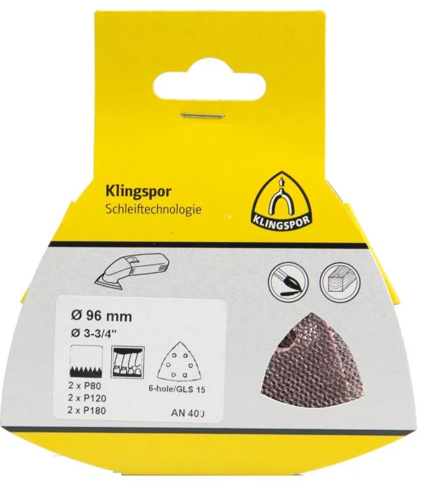 Klingspor AN 400 Gitterscheiben/Dreiecke/Set, 96 mm, D.I.Y-pakovanje sa tablicom
