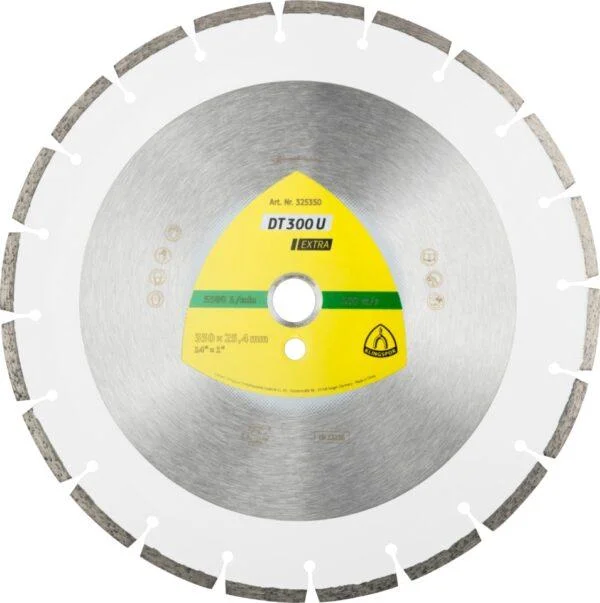 Klingspor DT 300 U dijamantske rez.ploče, 300 x 2,8 x 30 mm 17 segmenti 50,1 x 2,8 x 7 mm, Standardno nazubljenje.