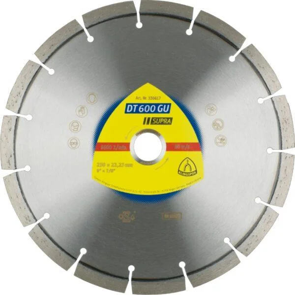 Klingspor DT 600 GU dijamantske rez.ploče, 125 x 2,4 x 22,23 mm 9 segmenti 33 x 2,4 x 10 mm, Standardno nazubljenje.