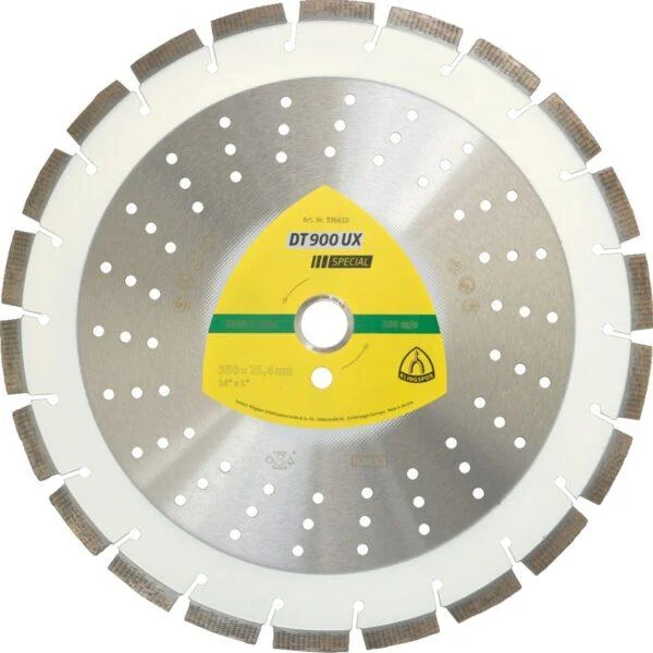 Klingspor DT 900 UX dijamantske rez.ploče, 350 x 3 x 20 mm 22 segmenti 40 x 3 x 12 mm, Standardno nazubljenje.