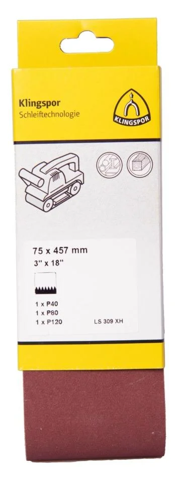 Klingspor LS 309 XH trake (set), 75 x 457 mm F5, D.I.Y-pakovanje sa tablicom