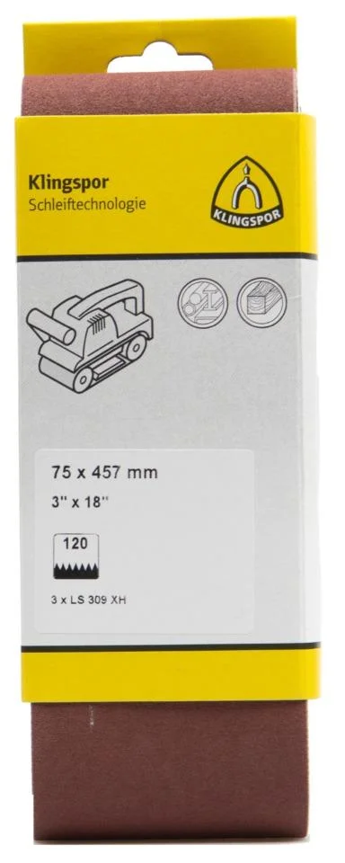 Klingspor LS 309 XH trake za obradu drveta, 75 x 457 mm Zrno 100 F5, D.I.Y-pakovanje sa tablicom