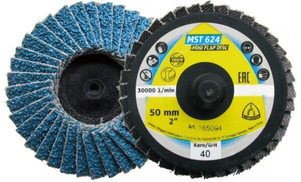 Klingspor MST 624 lepezasti brusni disk, Zrno 40 75 mm konveksan Quick Roll Connect