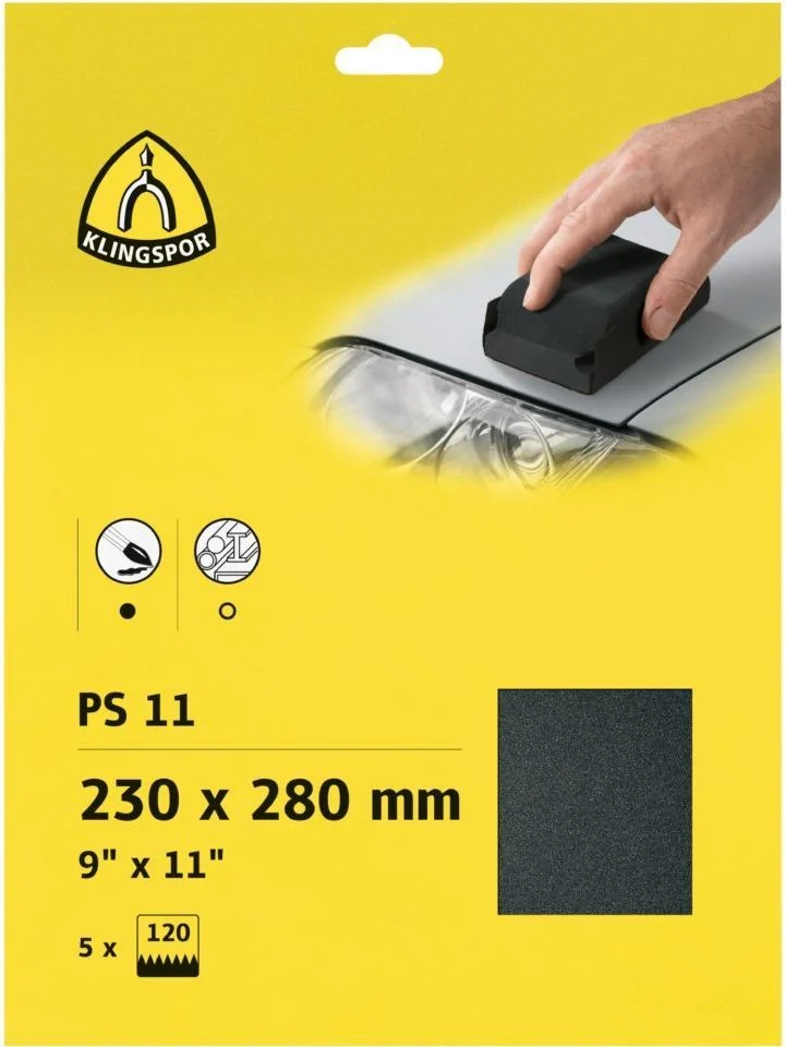 Klingspor PS 11 C listovi vodootporan, 230 x 280 mm Zrno 120, D.I.Y-pakovanje sa tablicom