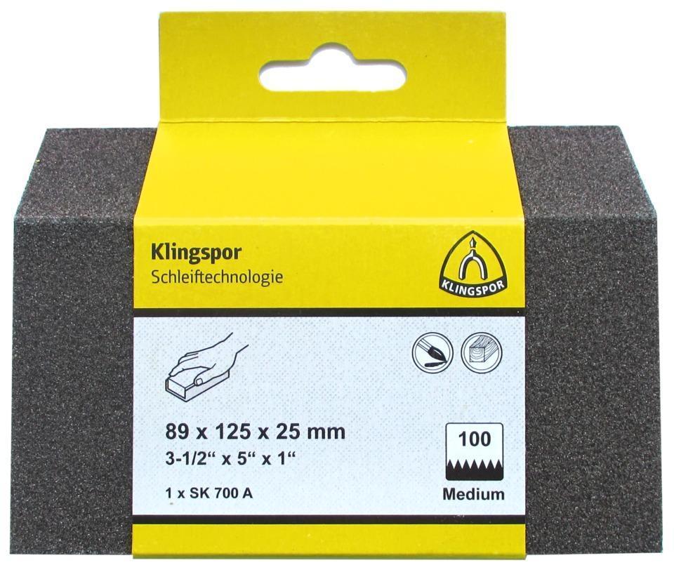Klingspor SK 700 A abrazivni blok, Aluminium oksid Zrno 100 89 x 125 x 25 mm, D.I.Y-pakovanje sa tablicom
