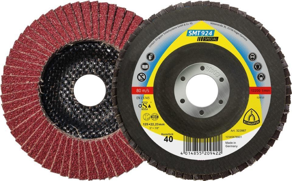 Klingspor SMT 924 lepezasti brusni disk keramik, 125 x 22,23 mm Zrno 60 konveksan
