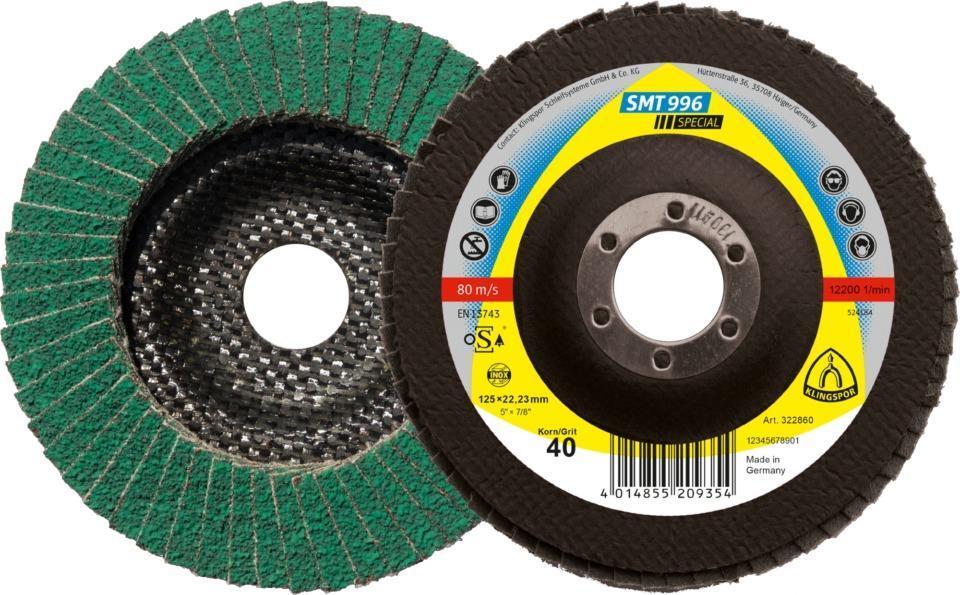Klingspor SMT 996 lepezasti brusni disk multibond keramik, 125 x 22,23 mm Zrno 40 konveksan