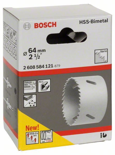 Testera za otvore HSS-bimetal za standardne adaptere Bosch 2608584121, 64 mm, 2 1/2"