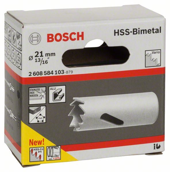 Testera za otvore HSS-bimetal za standardne adaptere Bosch 2608584103, 21 mm, 13/16"