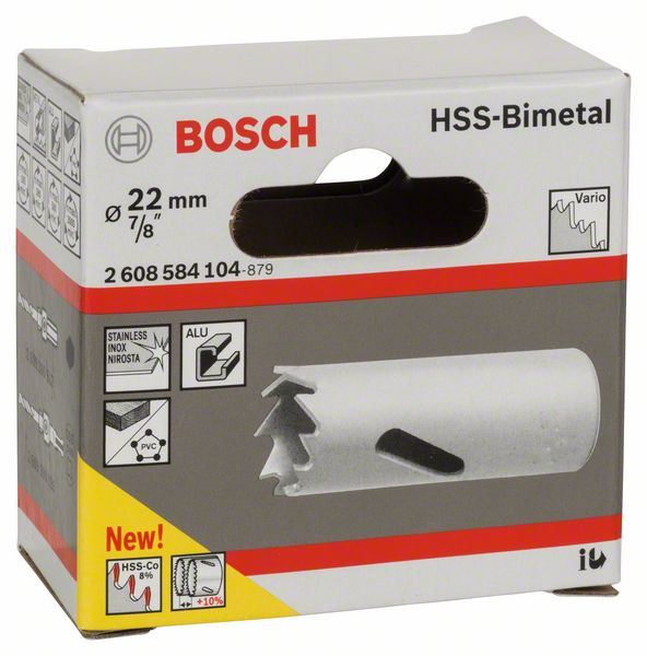 Testera za otvore HSS-bimetal za standardne adaptere Bosch 2608584104, 22 mm, 7/8"