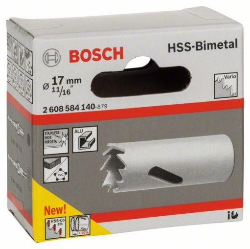 Testera za otvore HSS-bimetal za standardne adaptere Bosch 2608584140, 17 mm, 11/16"