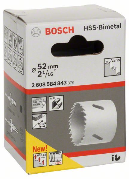 Testera za otvore HSS-bimetal za standardne adaptere Bosch 2608584847, 52 mm, 2 1/16"