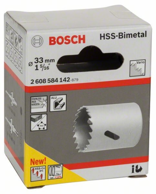 Testera za otvore HSS-bimetal za standardne adaptere Bosch 2608584142, 33 mm, 1 5/16"