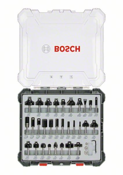 Komplet raznih glodala, 30 komada, držač od 8 mm Bosch 2607017475, 30-piece Mixed Application Router Bit Set.